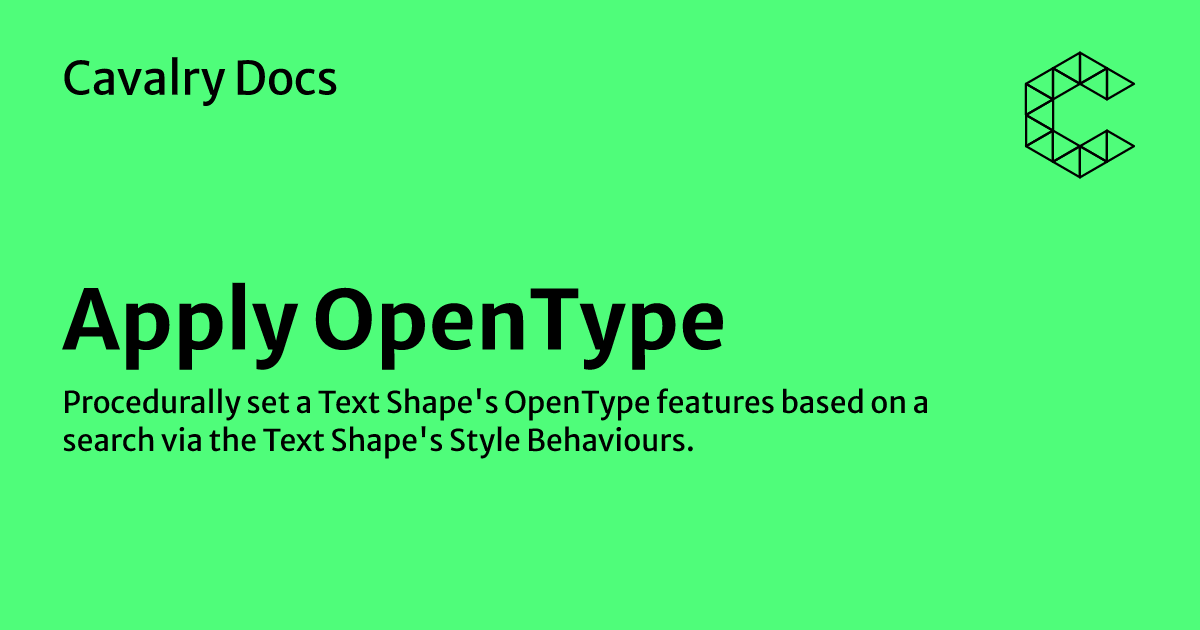 Apply OpenType | Cavalry